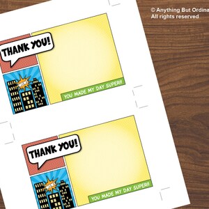 Superhero Thank You Card, Flat Card, EDITABLE Thankyou Note, INSTANT ...