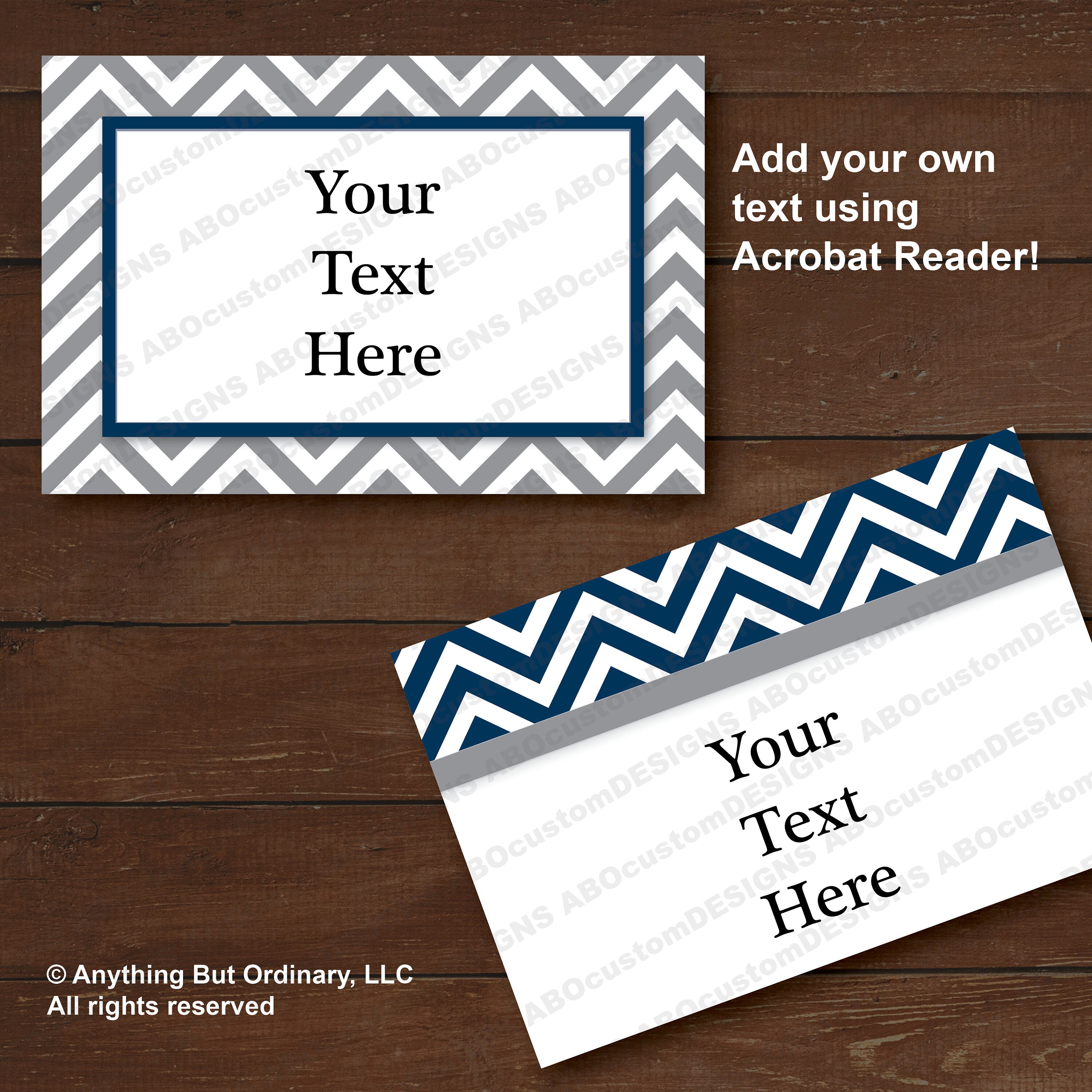 Navy and Gray Label Cards | Editable Chevron Favor Tags | INSTANT ...