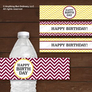 Maroon and Yellow Birthday Decorations Bundle | Printable Chevron ...