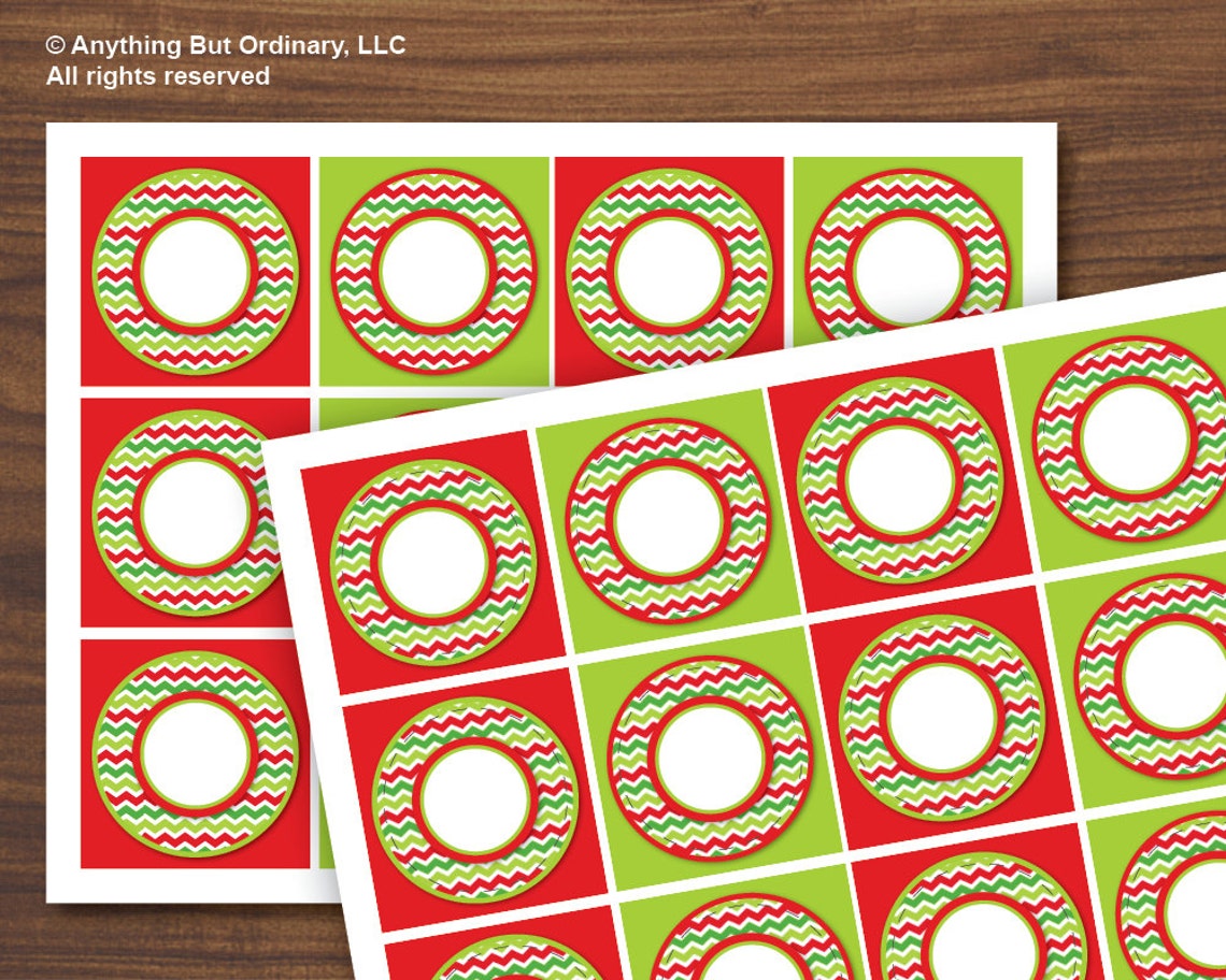 Editable Red and Green Chevron Tags Christmas Gift Tags - Etsy