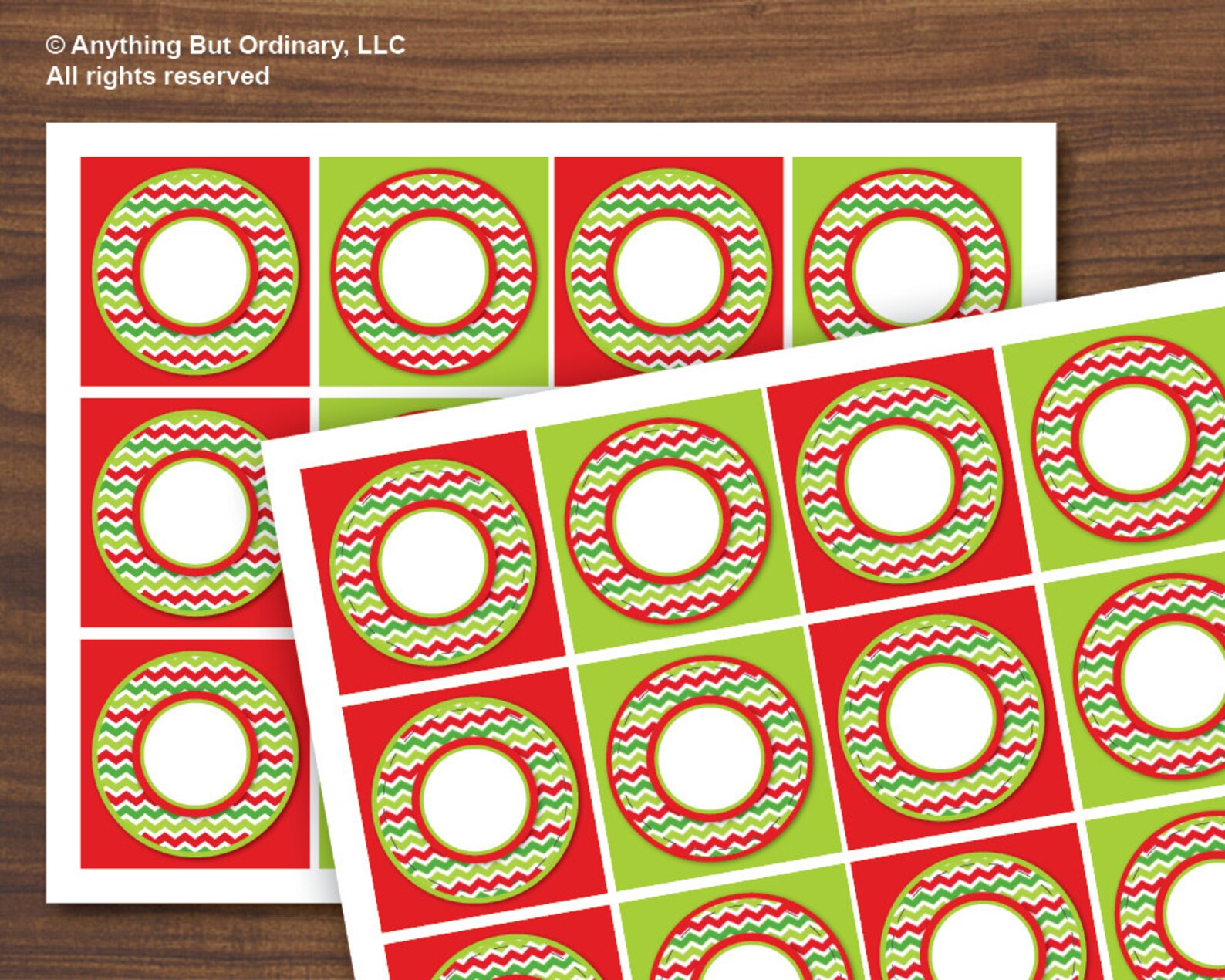 Editable Red and Green Chevron Tags Christmas Gift Tags - Etsy