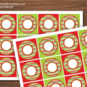 Editable Red and Green Chevron Tags, Christmas Gift Tags, Editable ...