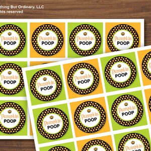 Pumpkin Poop Favor Tags, Halloween Circle Labels, INSTANT DOWNLOAD ...