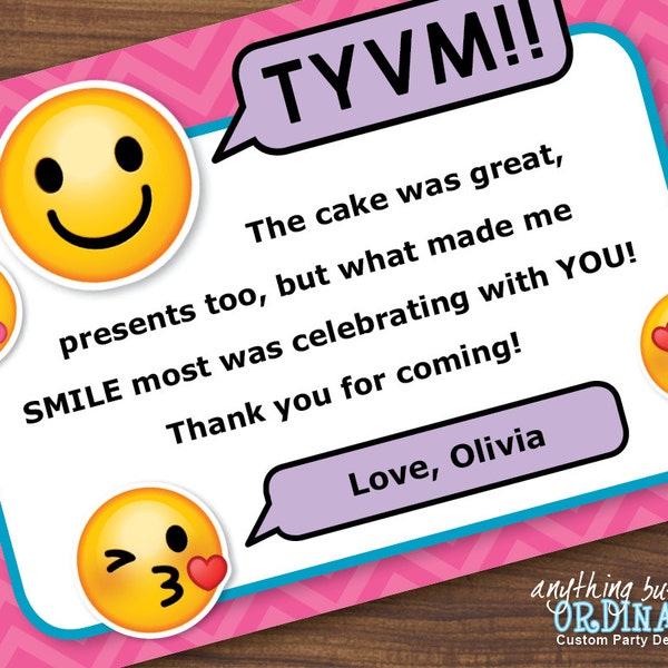 Emoji Thank You Card - Etsy