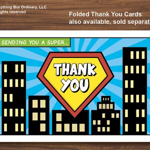 Superhero Thank You Card, Flat Card, EDITABLE Thankyou Note, INSTANT ...