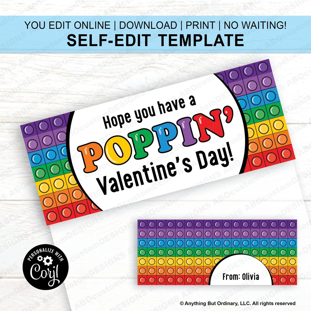 EDITABLE Poppin' Valentine's Bag Toppers | Printable Rainbow Dots ...