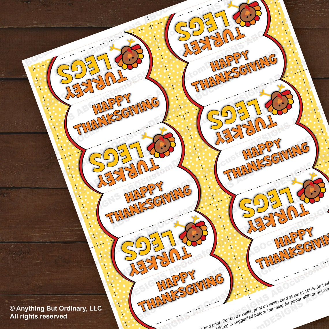 Printable Turkey Legs Treat Bag Labels | Editable Thanksgiving Bag ...