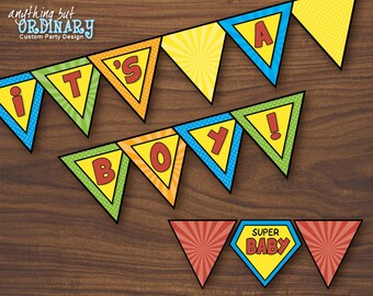 Girls Superhero Banner DIY Welcome Baby INSTANT DOWNLOAD | Etsy