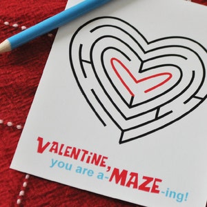Amazeing Valentine Cards | Printable Valentine Maze Pencil Holder ...