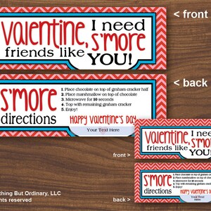 Valentine Smores Bag Topper DIY Labels, Editable Smore Treat Bags ...