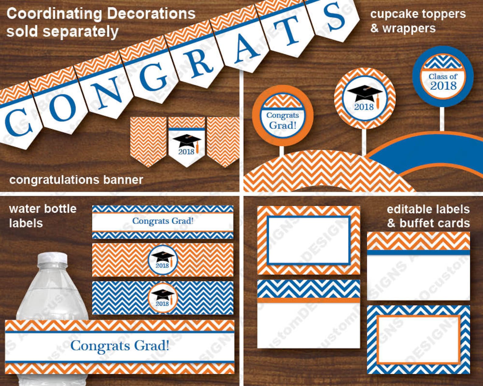 Editable Party Signs Printable Chevron Wall Signs in Orange - Etsy