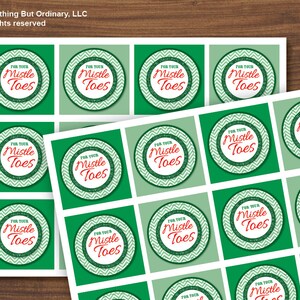 For Your Mistletoes Gift Tags, DIY Editable Christmas Circle Labels ...