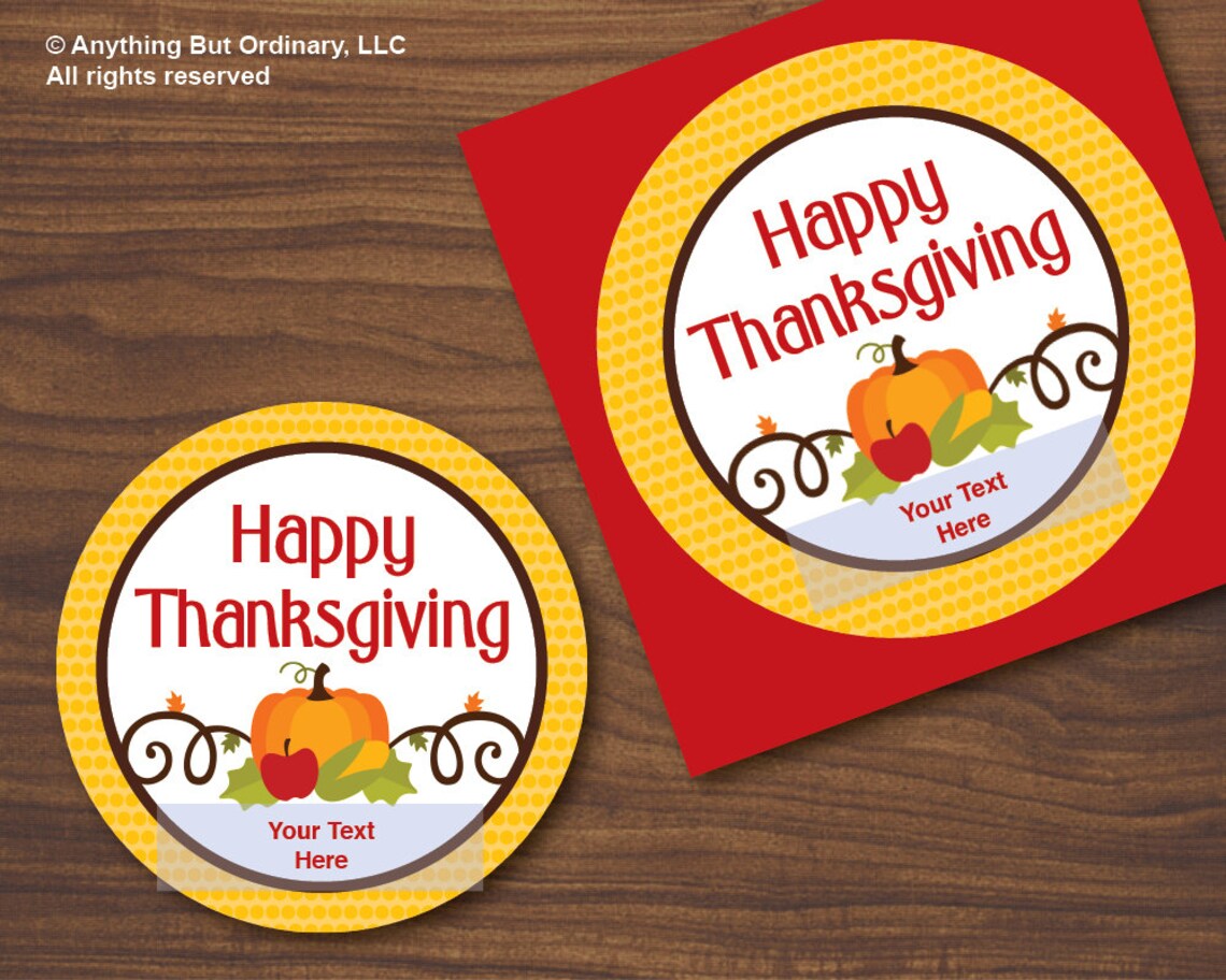 Happy Thanksgiving Gift Tags DIY Editable Thanksgiving Circle - Etsy