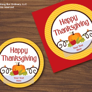 Happy Thanksgiving Gift Tags, DIY Editable Thanksgiving Circle Labels ...