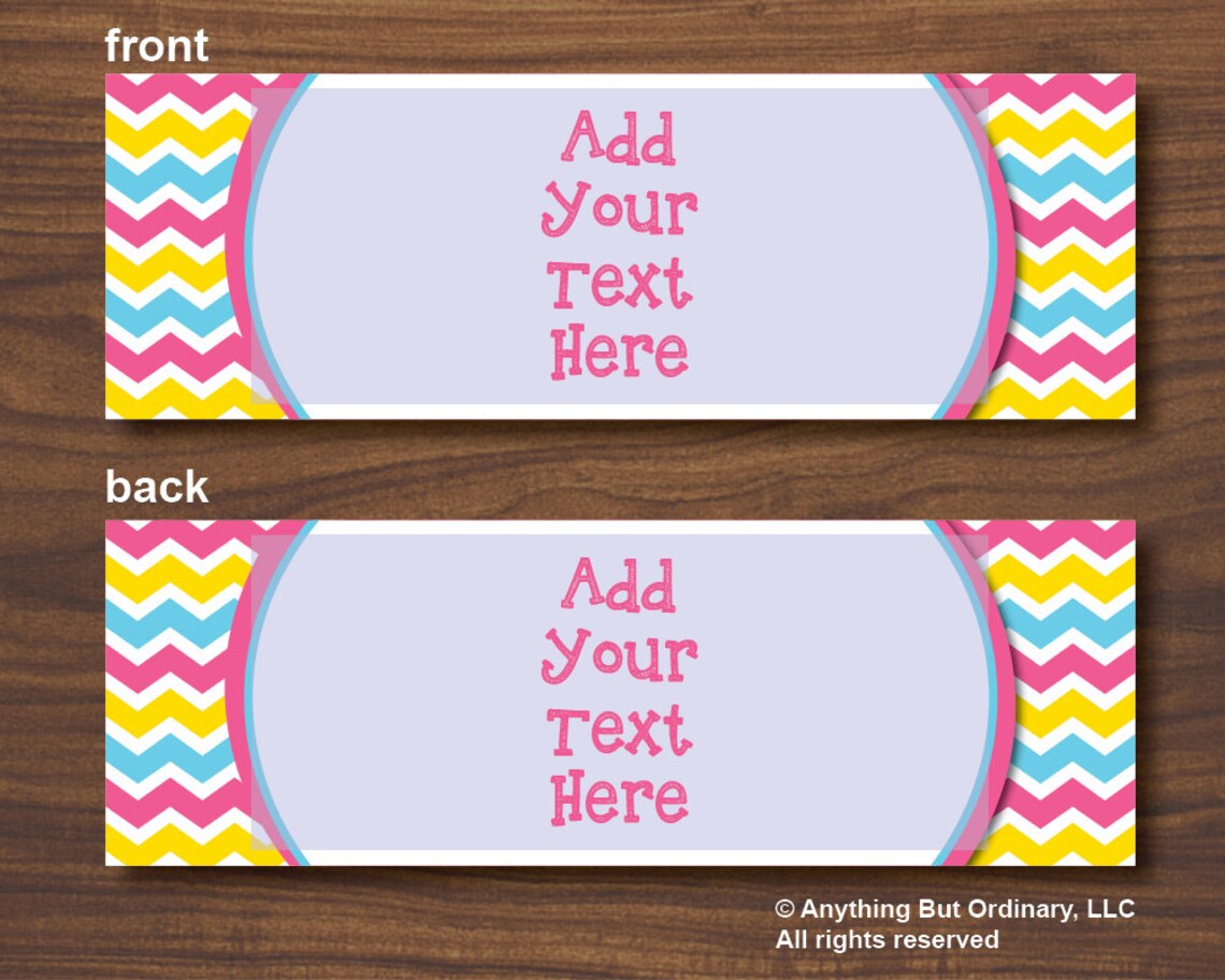 Editable Chevron Bag Toppers in Pink Blue and Yellow - Etsy