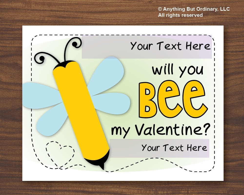 Lip Balm Valentine Printable BEE my Valentine Cards INSTANT | Etsy