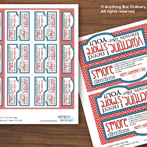 Valentine Smores Bag Topper DIY Labels, Editable Smore Treat Bags ...