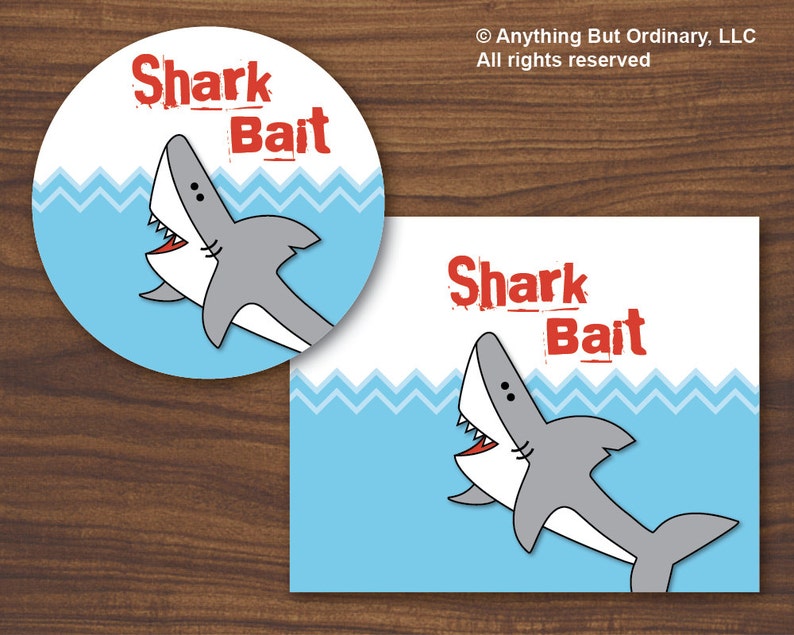 Shark Bite Wall Signs, Rectangle and Round Birthday Signs, Cake Toppers ...