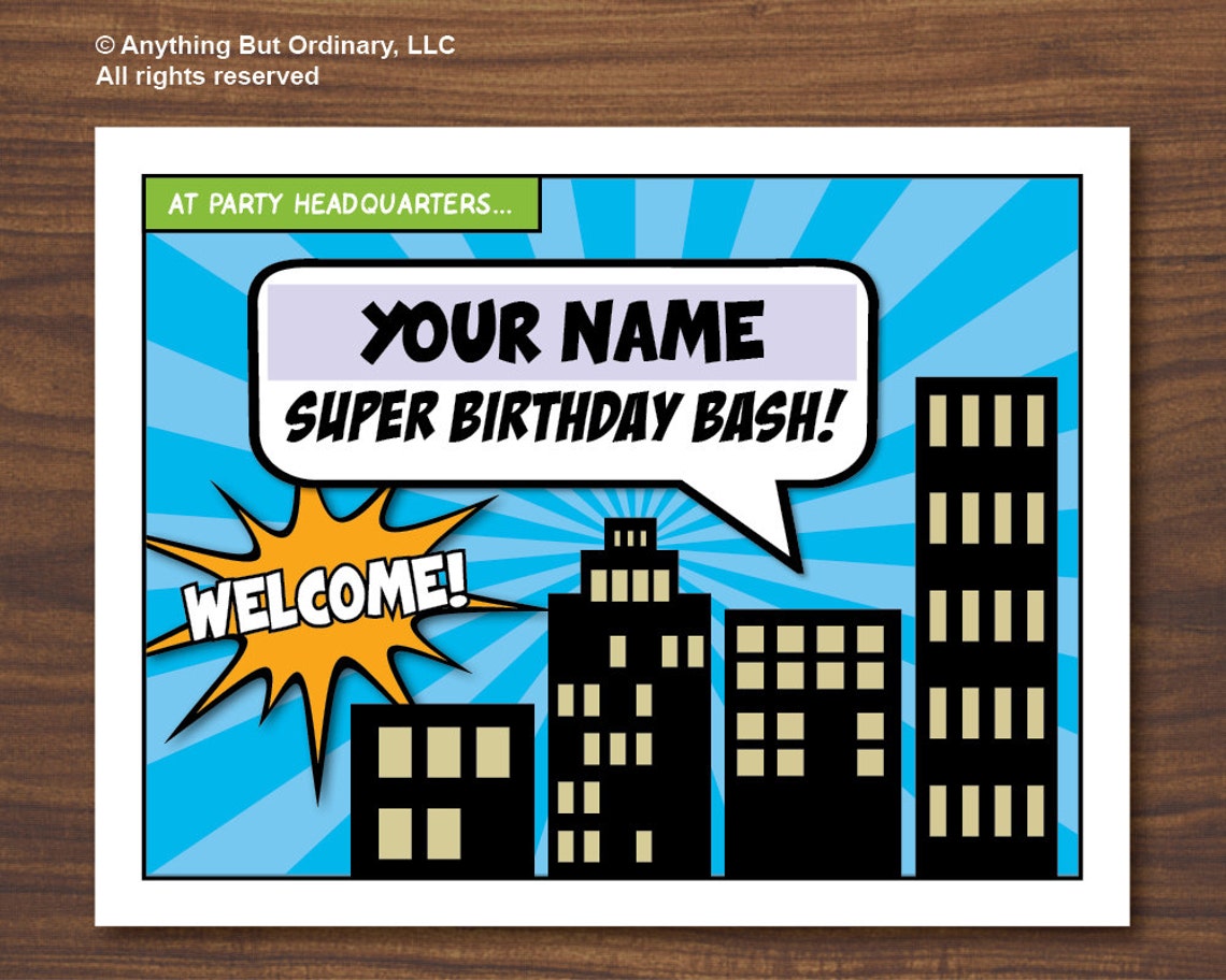 Superhero Welcome Sign Comic Book Super Hero Editable Party - Etsy