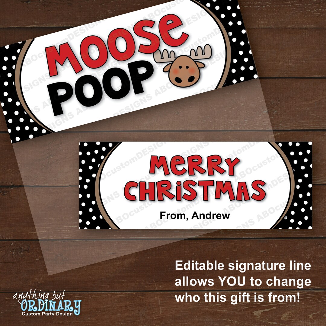 Moose Poop Bag Topper | Printable Christmas Novelty Treat Bag Labels ...