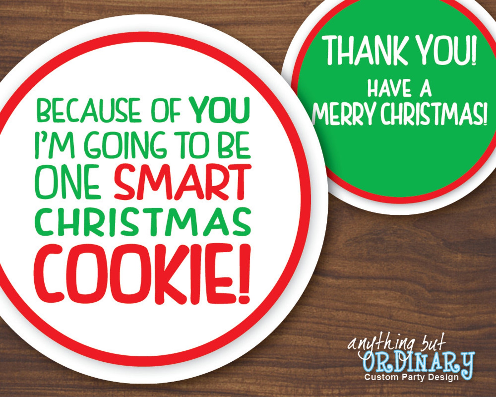 Smart Cookie Christmas Gift Tags Teacher Gift DIY Circle - Etsy