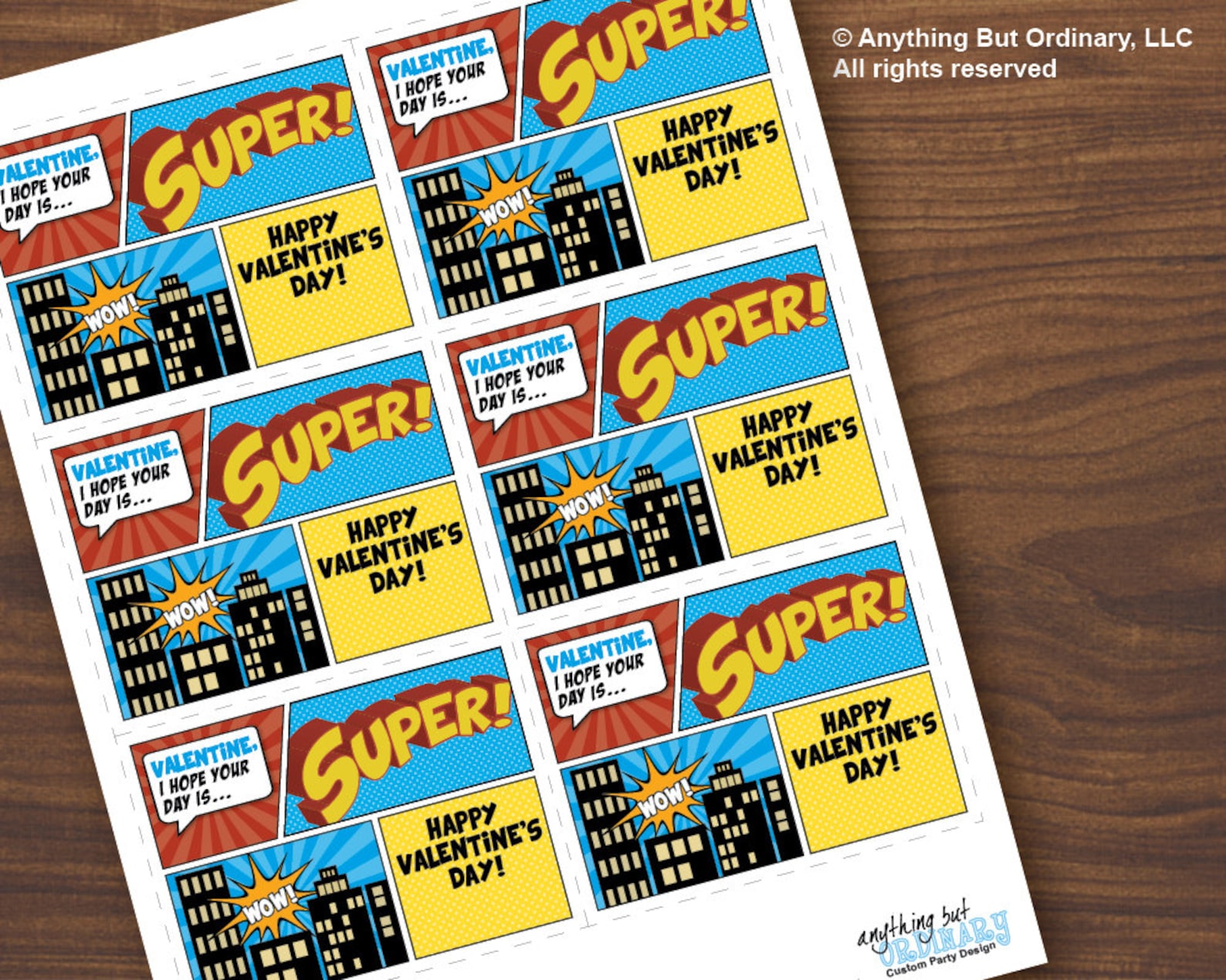 Printable Superhero Valentine Cards Kid's Super Hero - Etsy