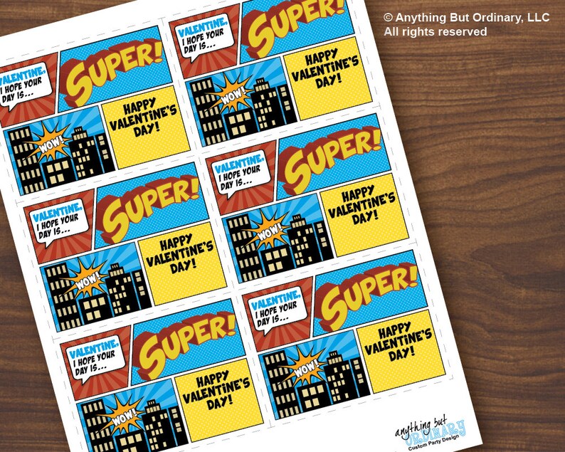 Printable Superhero Valentine Cards Kid's Super Hero - Etsy