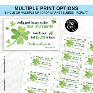 EDITABLE Four Leaf Clover Tags | Printable Lucky Clover Favor Tags ...