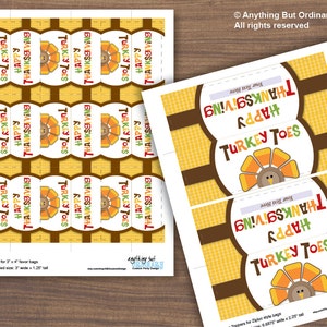 Turkey Toes, DIY Thanksgiving Bag Toppers, Editable Treat Bag Labels ...
