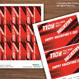 Race Car Valentines, How You Roll Valentine Bag Toppers, Editable ...