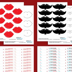 Mustache and Lips Lollipop Covers With Editable Labels, DIY Valentines ...