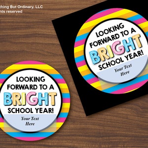 Bright New School Year Gift Tags, DIY Circle Labels for Teachers ...