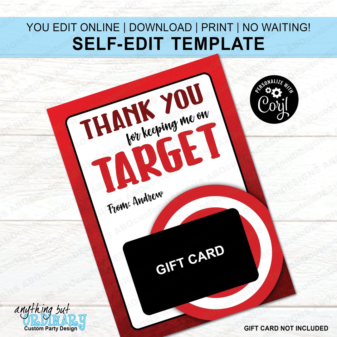 EDITABLE on Target Gift Card Holder | Printable Appreciation Card ...