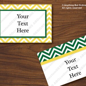 EDITABLE Buffet Cards in Green and Yellow Chevron / Printable Folded ...