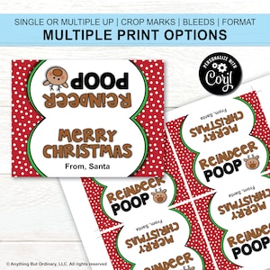 Reindeer Poop Bag Toppers | Funny Editable Christmas Treat Bag Labels ...