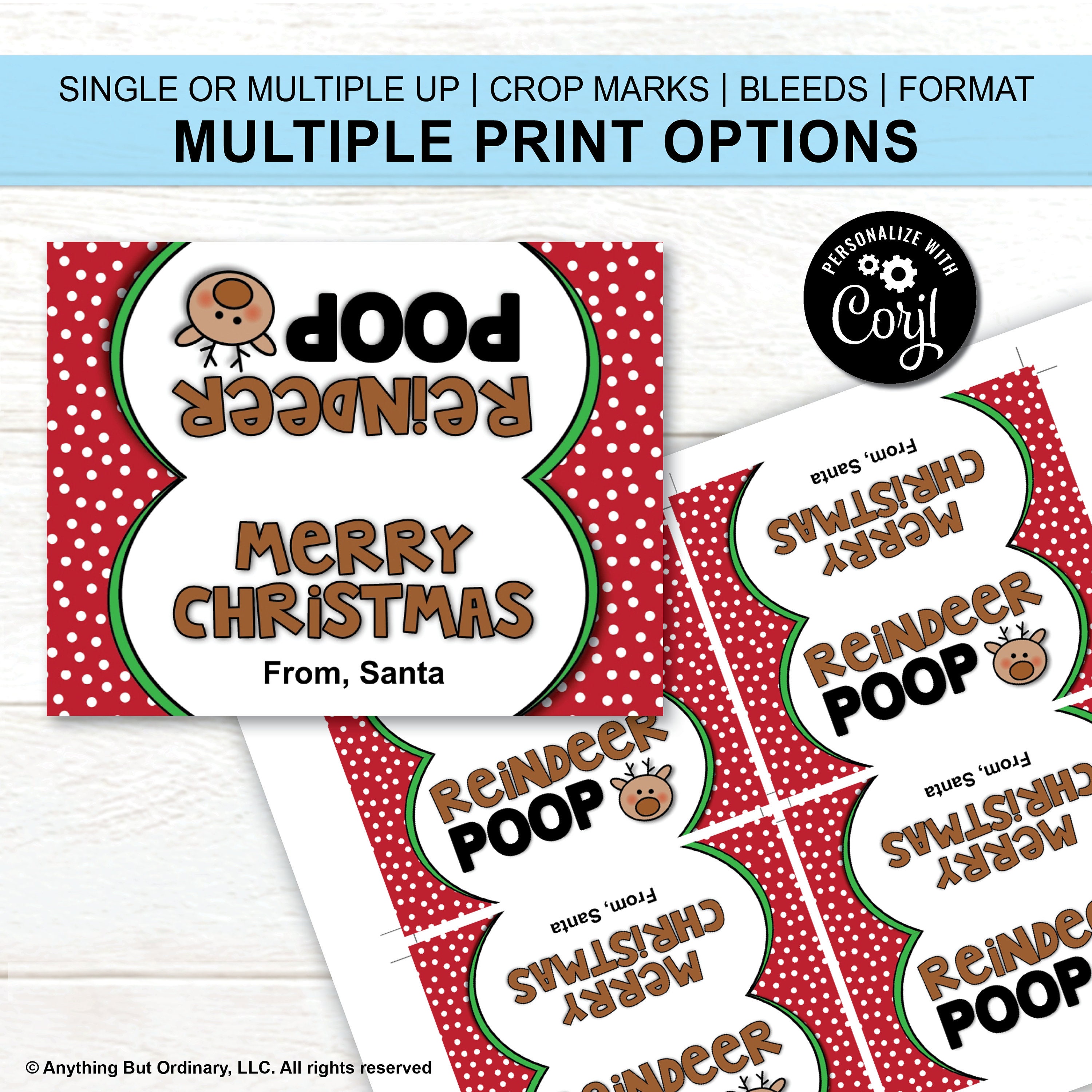 Reindeer Poop Bag Toppers | Funny Editable Christmas Treat Bag Labels ...