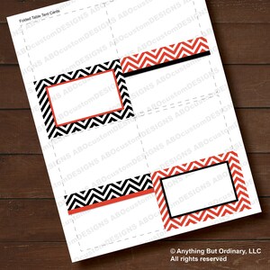 Editable Black and Red Chevron Tent Cards, Folded Buffet Cards ...
