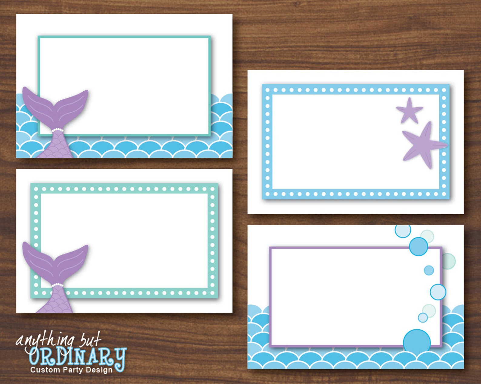 Mermaid Editable Table Tent Cards Printable Mermaid Buffet | Etsy