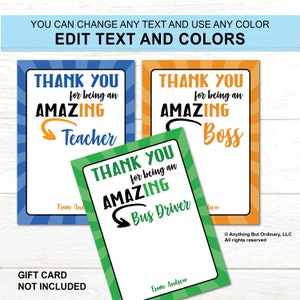 EDITABLE Amazing Gift Card Holder | Printable Appreciation Card | Any ...