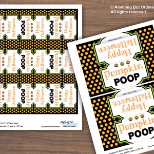 Pumpkin Poop, Editable Halloween Bag Toppers, Treat Bag Labels, INSTANT ...
