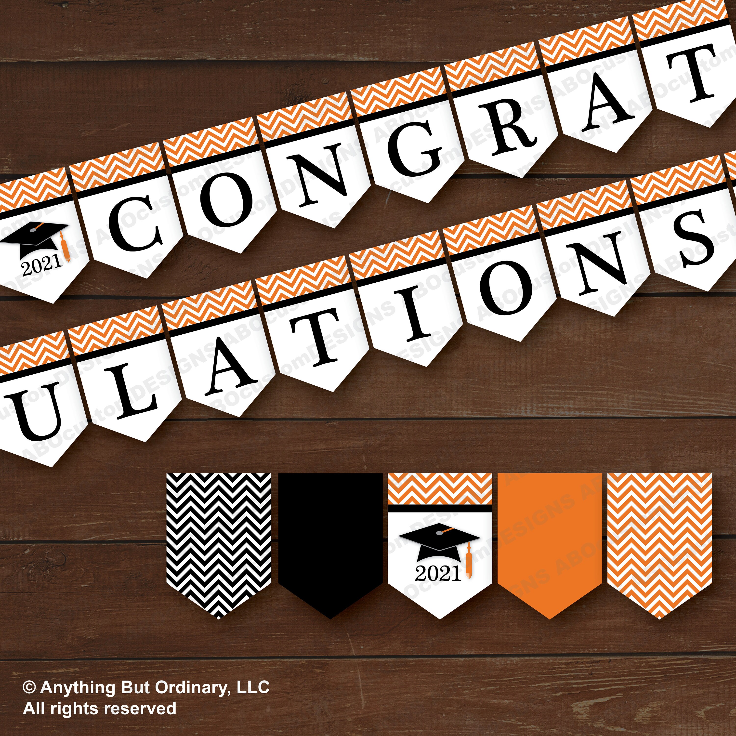 Printable 2021 Graduation Party Pack Black and Orange - Etsy