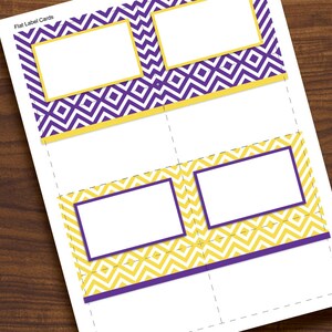 Purple and Yellow Label Cards, Editable Chevron Favor Tags, INSTANT ...