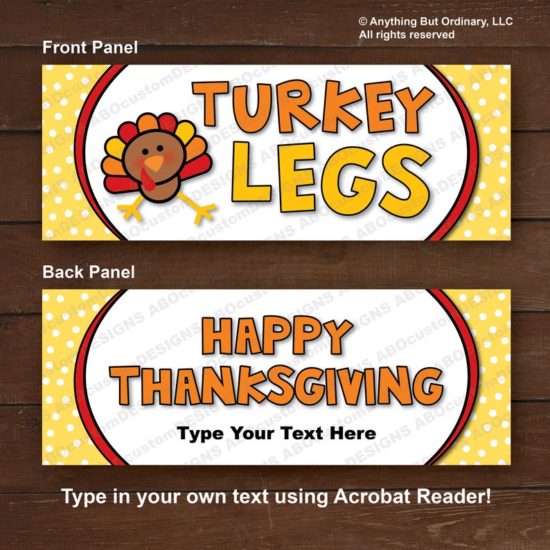 Printable Turkey Legs Treat Bag Labels | Editable Thanksgiving Bag ...