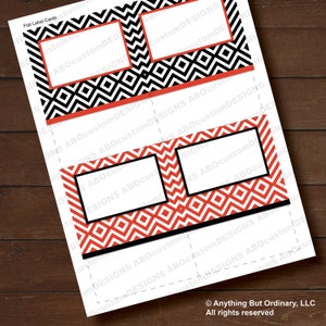 Printable Red and Black Label Cards | Editable Chevron Favor Tags ...