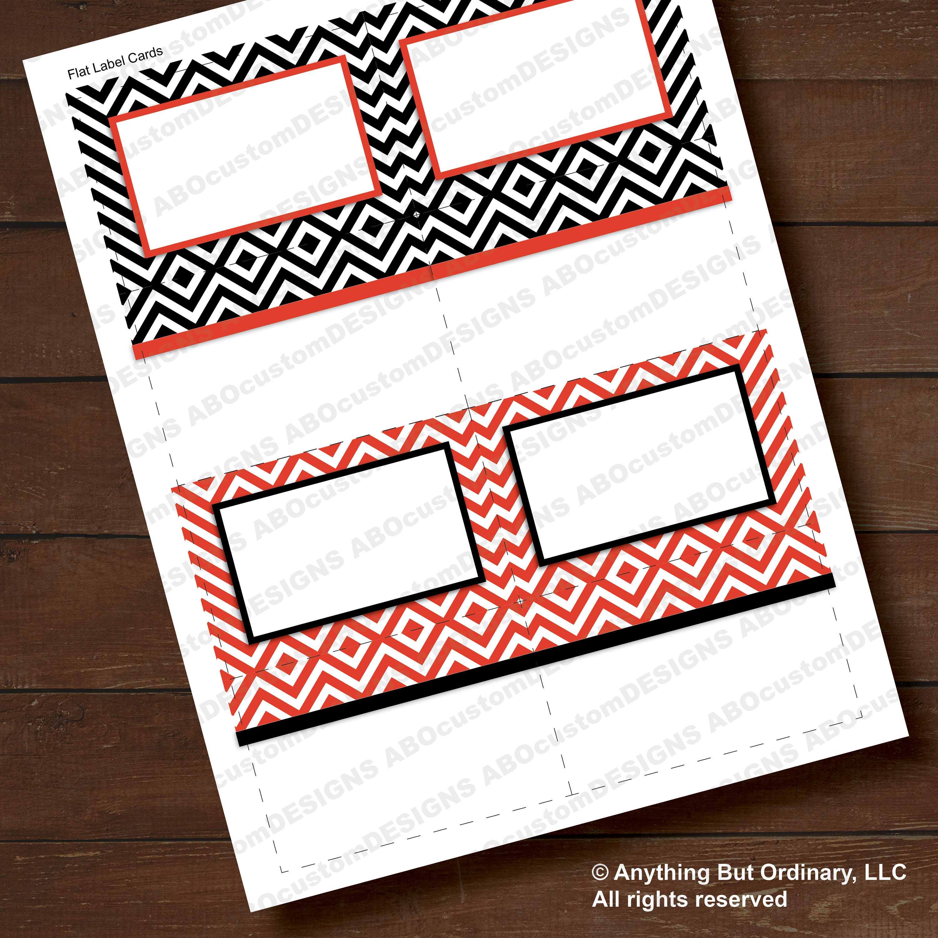 Printable Red and Black Label Cards | Editable Chevron Favor Tags ...