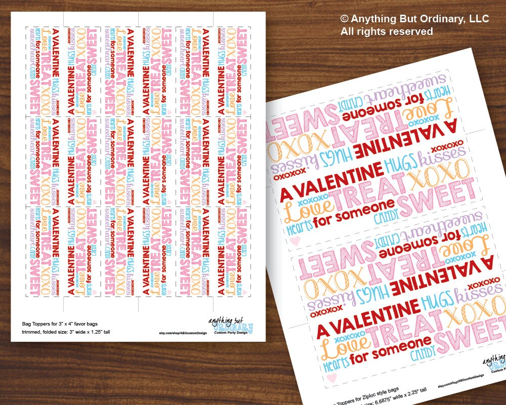 Printable Valentine Treat Bag Toppers Editable Sweet Treat | Etsy