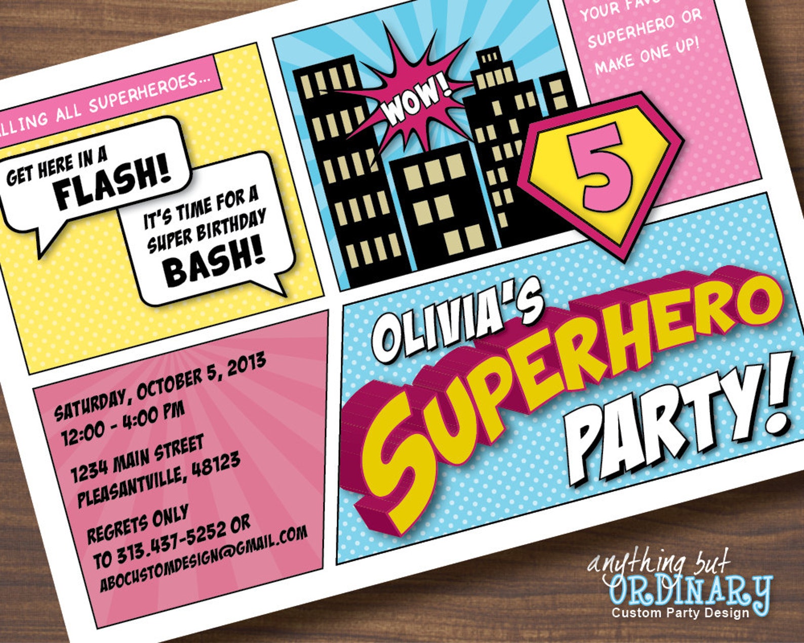 Supergirl Birthday Invitation DIY Superhero Comic Book Card - Etsy