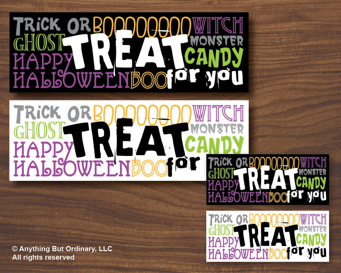 Trick or Treat Halloween Bag Topper Labels in Black or - Etsy