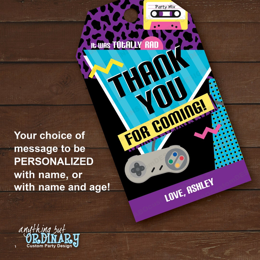 PERSONALIZED 90's Party Gift Tags | 90's Party Favor Tags | 90's Party ...