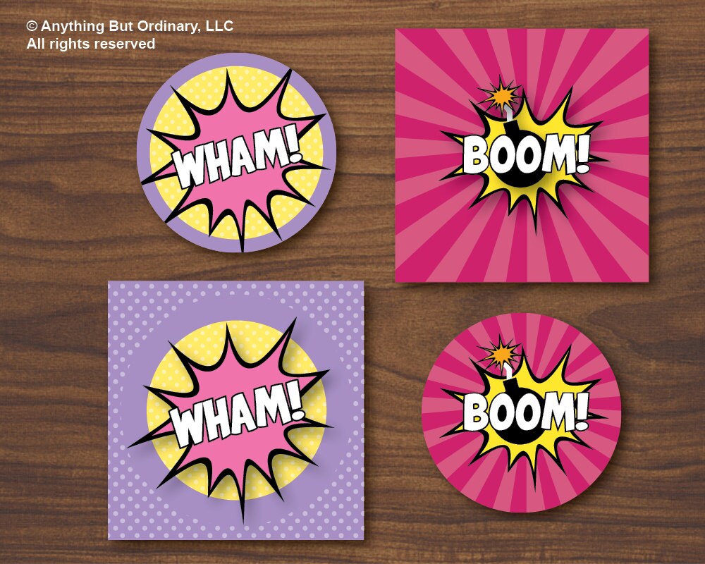 Girls Superhero DIY Party Circles for Cupcake Toppers, Supergirl Favor ...